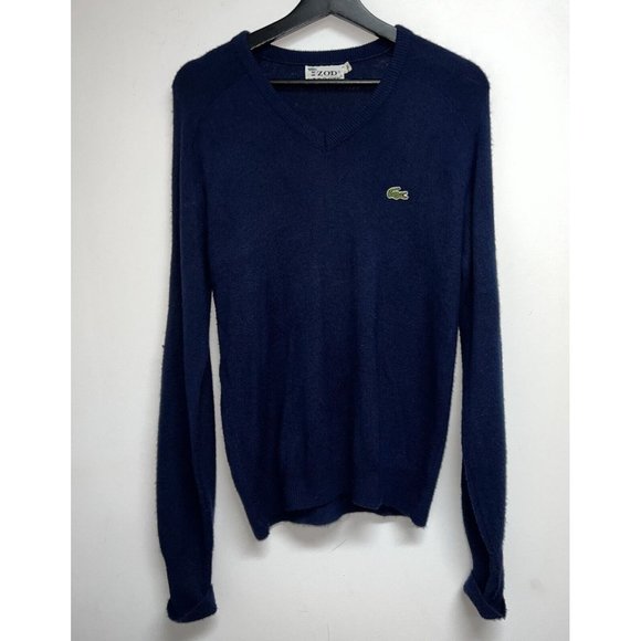 Izod Lacoste | Sweaters | Vintage 6s 70s Izod Lacoste Mens Vneck Sweater M Navy Blue Usa Orlon ...